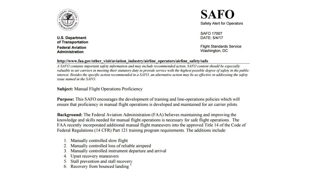 FAA Safety Alerts for Pilots (SAFO)